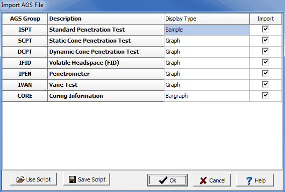 Chapter 4 Projects > Importing Data > Importing AGS Data > Specifying Display Types